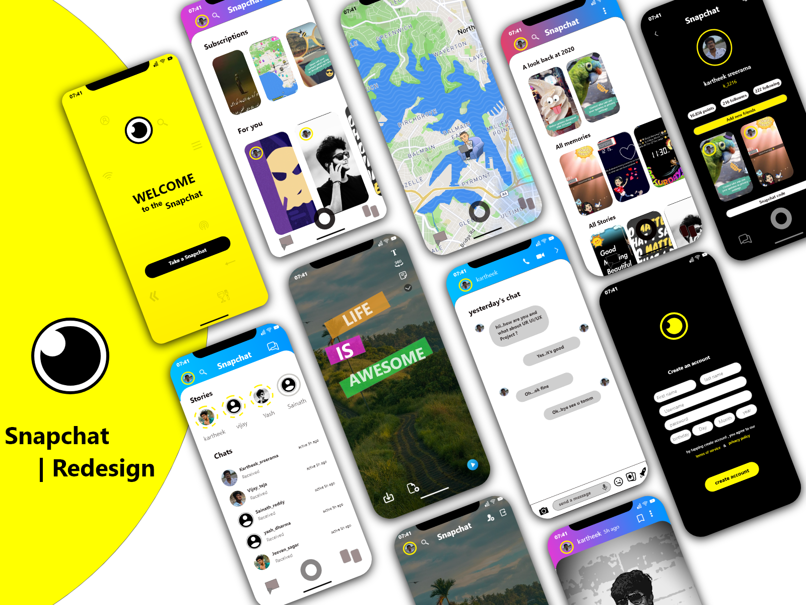 Snapchat Redesign by Kartheek Sreerama on Dribbble