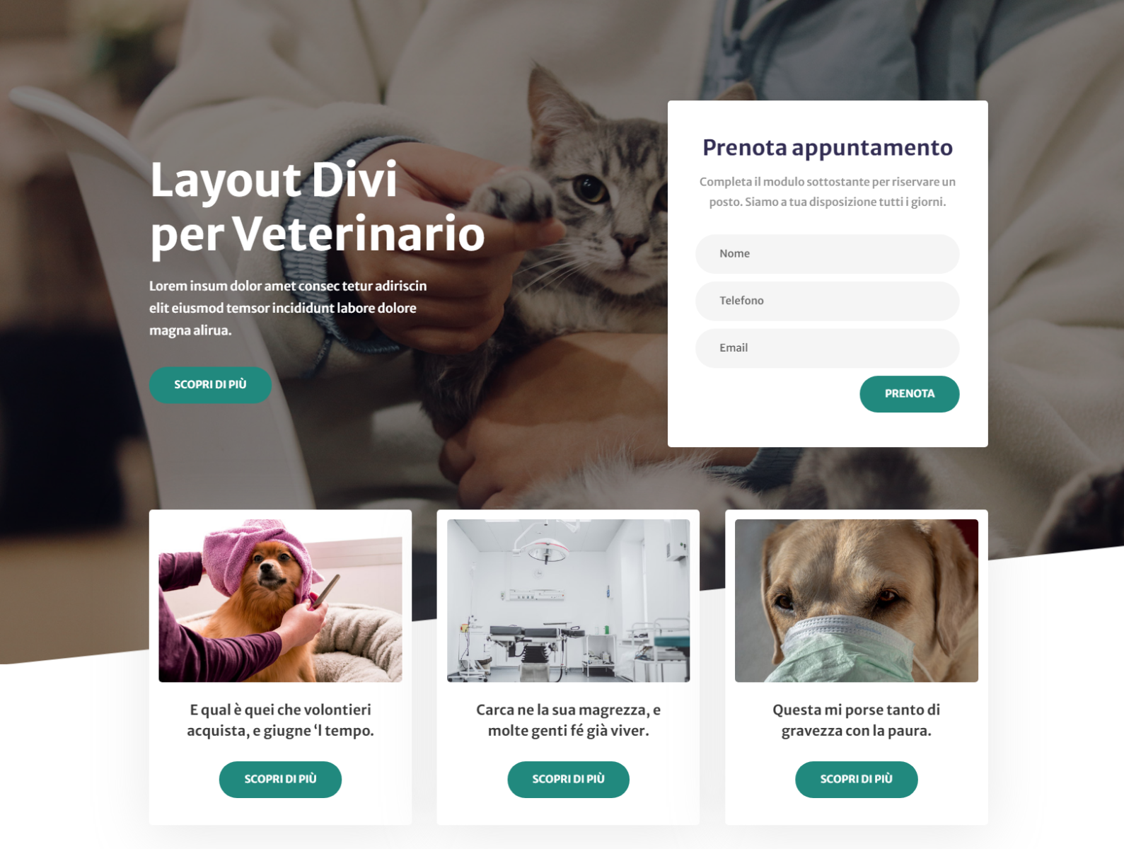 Veterinary Divi Layout by Riccardo Bertolini on Dribbble