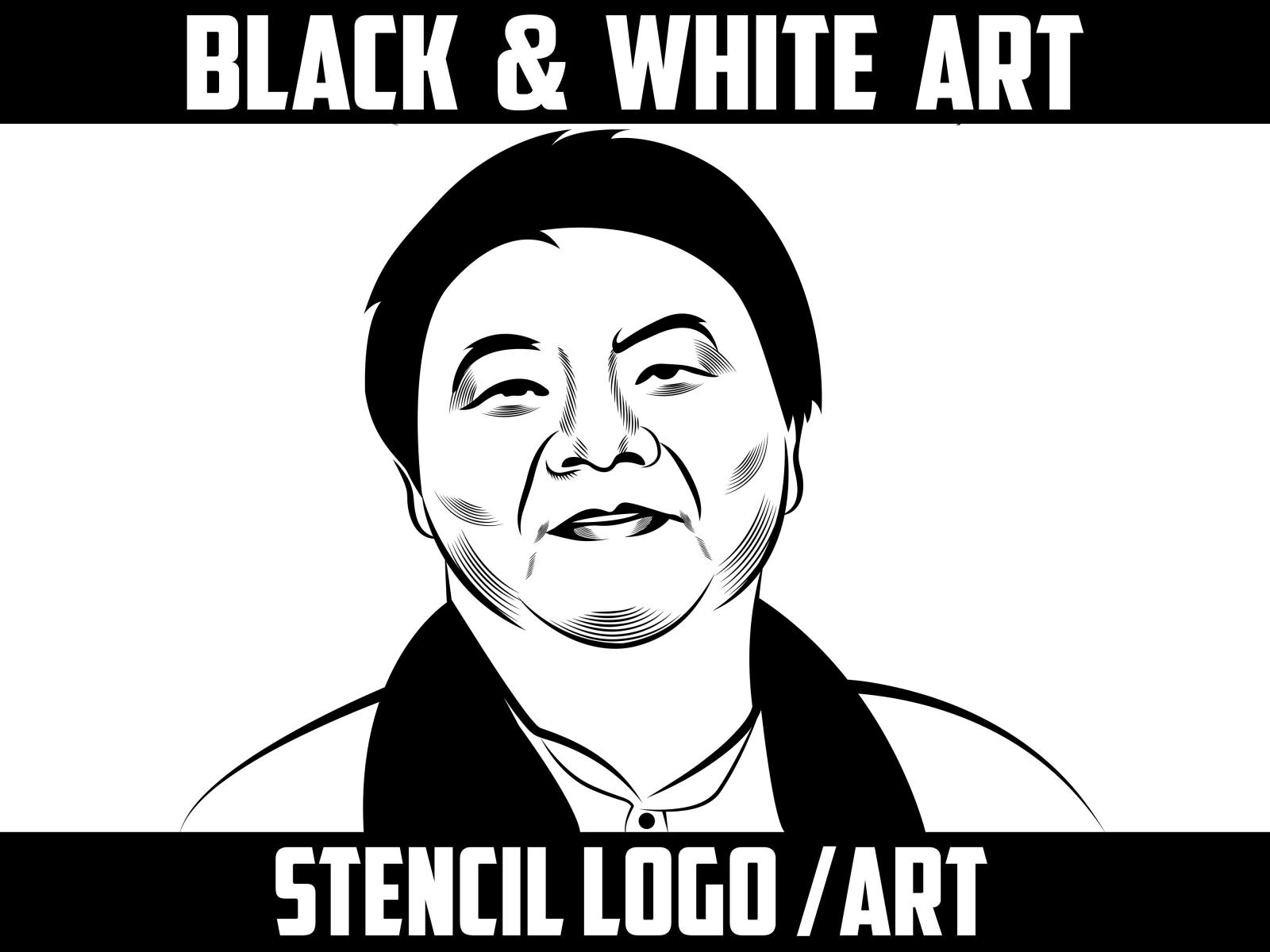 black and white vector face portrait by AWS CREATIVE STUDIO on Dribbble