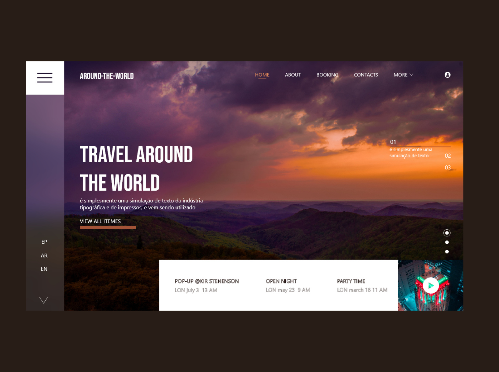 Around-The-World Travel Website header UI Design by OrangePeelStudios ...