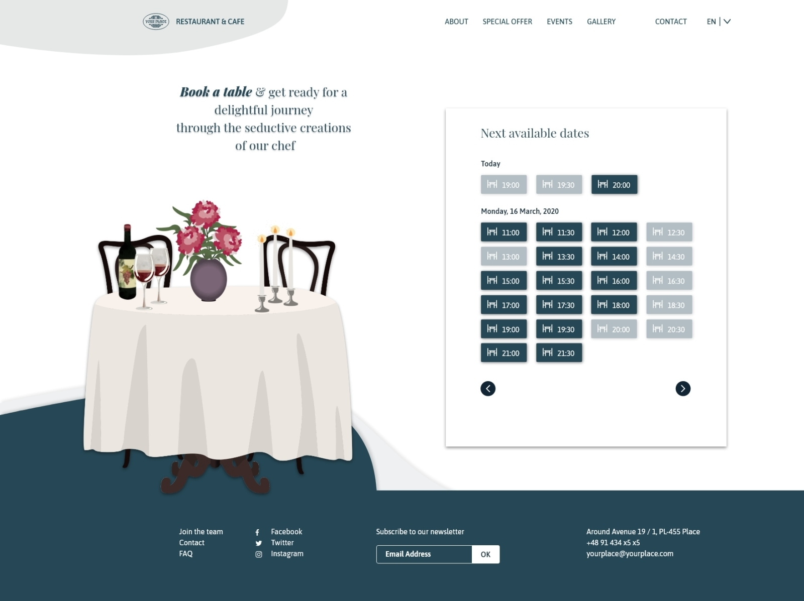 Web design - Website for restaurant - Book a table by Maja on Dribbble