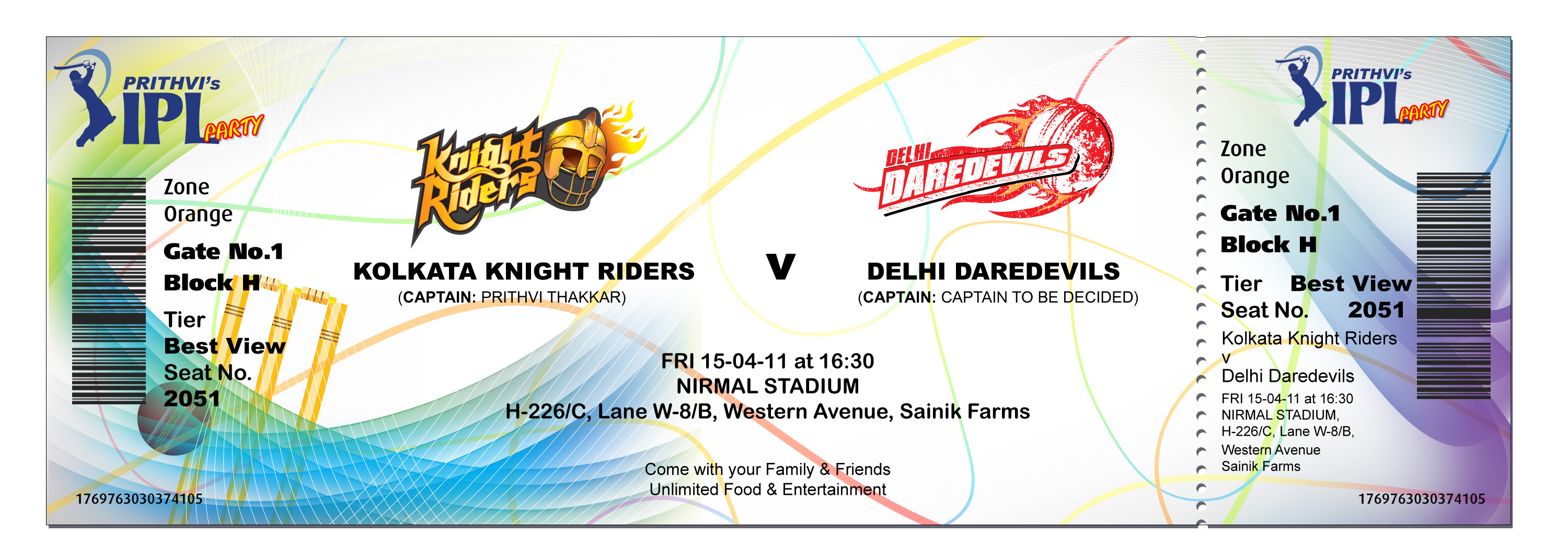 IPL Party Ticket by Praveen Tewatia on Dribbble
