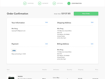 Order Confirmation Page by Min Peng on Dribbble