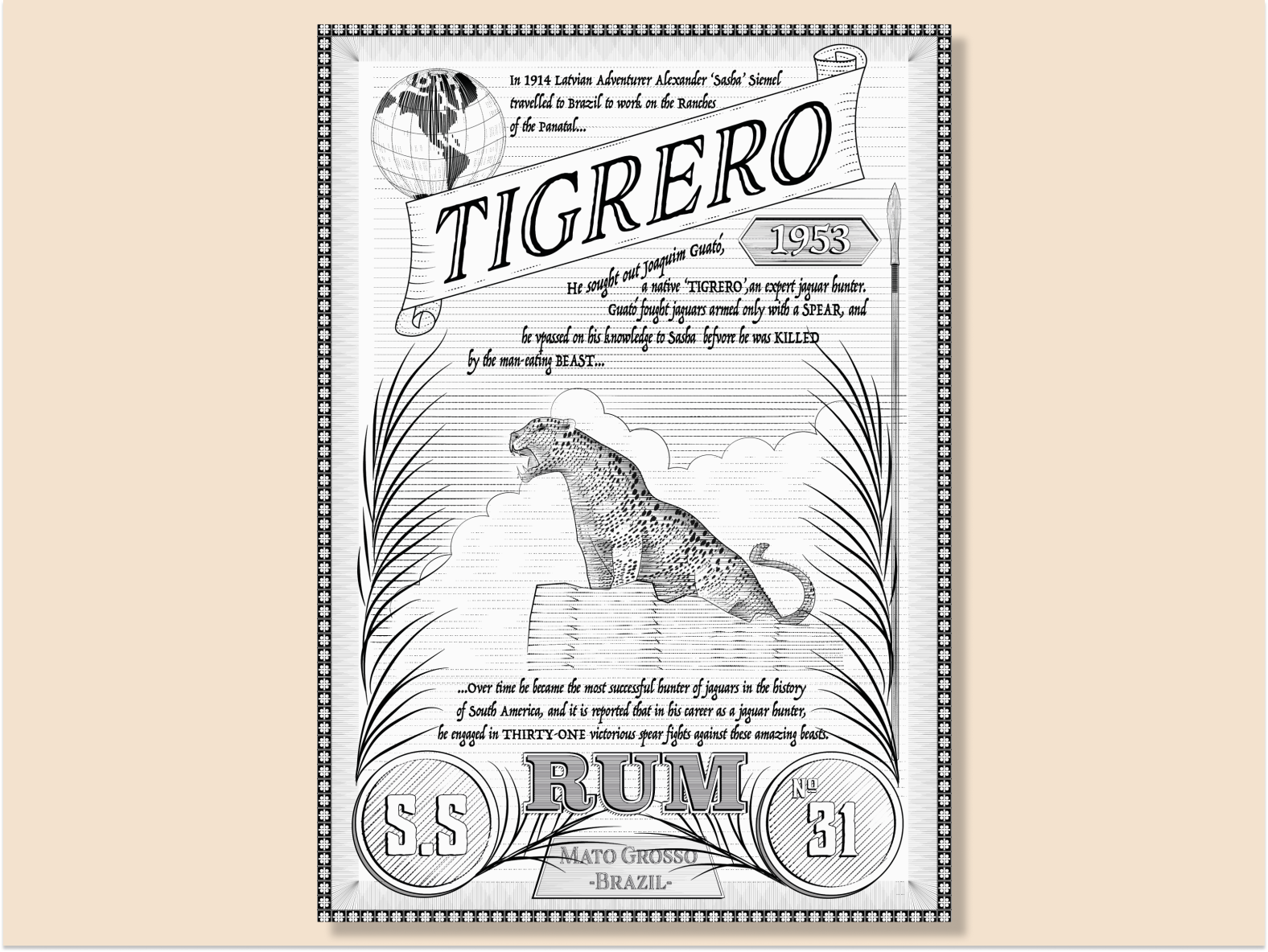 Tigrero Rum Label by Ryan Graham on Dribbble