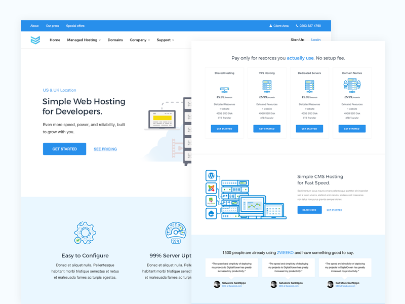 Design for a Hosting Provider by Modestas Baranauskas on Dribbble