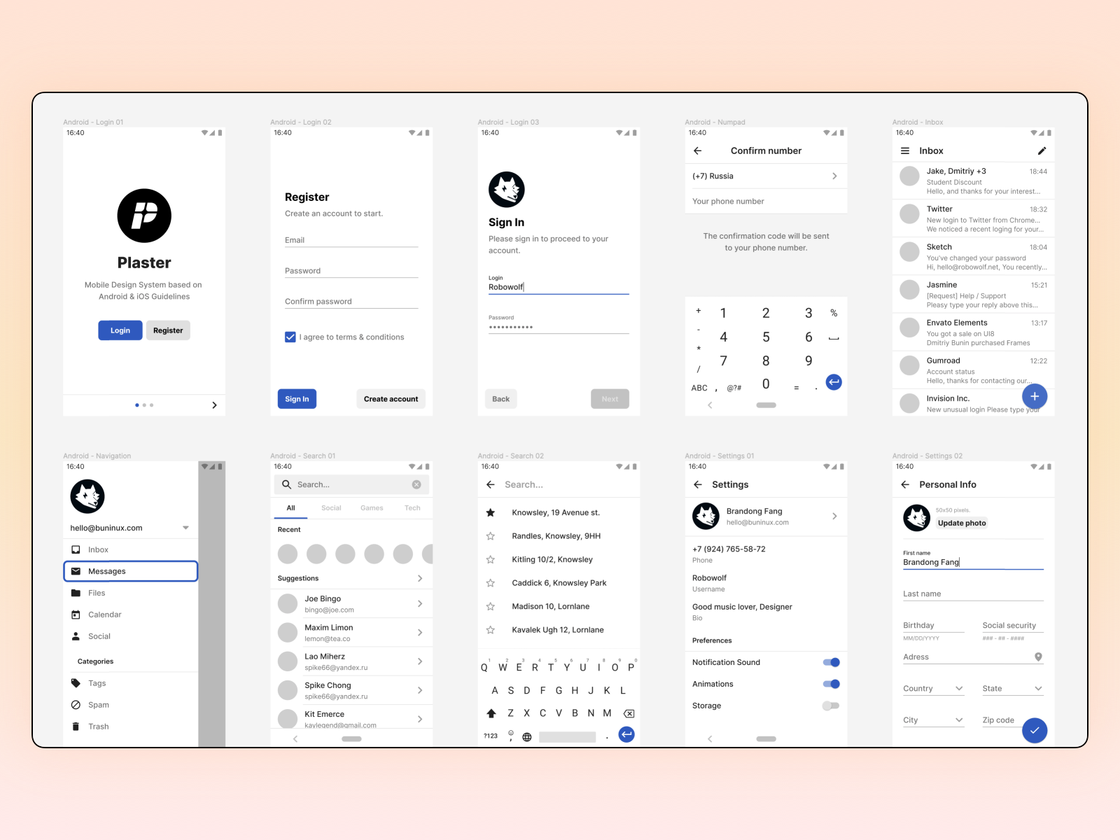 Plaster — Android UI Templates by Bunin Dmitriy on Dribbble