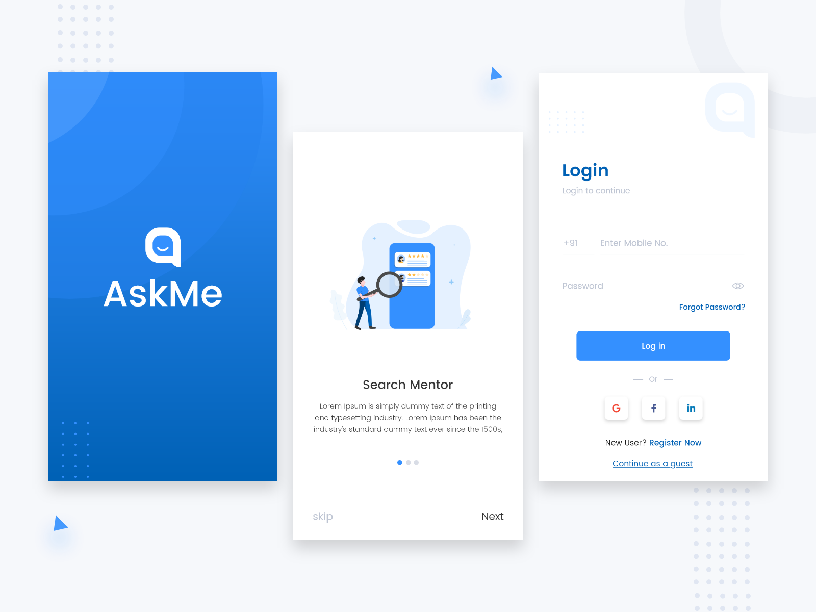 AskMe App: Splash/Login by Parthsarthi Trivedi on Dribbble