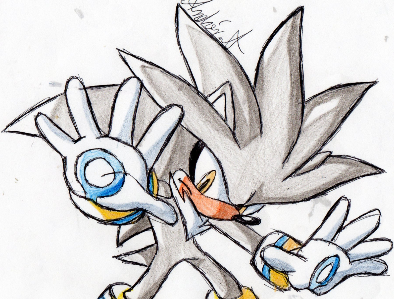 drawing of silver the hedgehog by Andrew Taborda on Dribbble