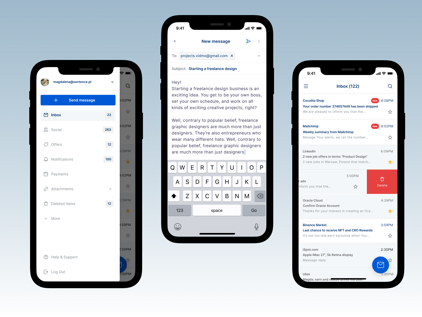 Mobile Mail inbox Messages by Magda Sadowska on Dribbble