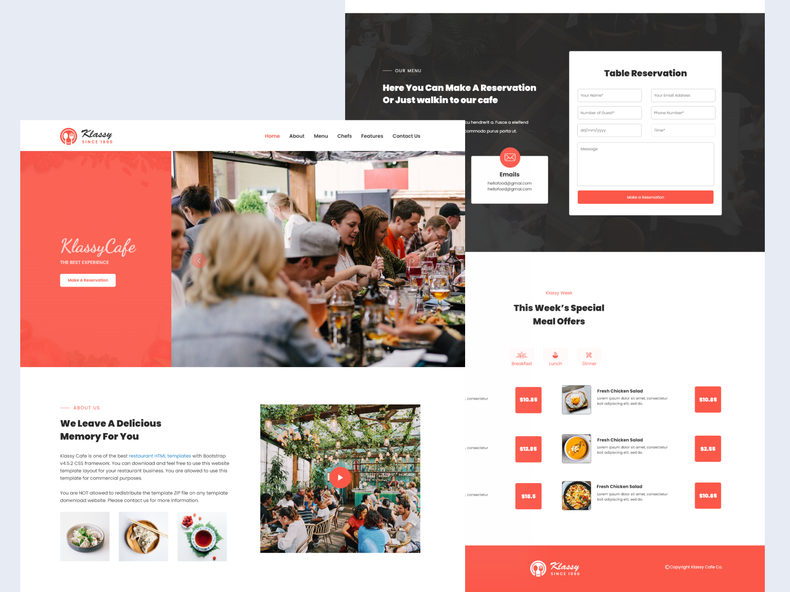 Klassy a restaurant landing page by Dip Dey on Dribbble