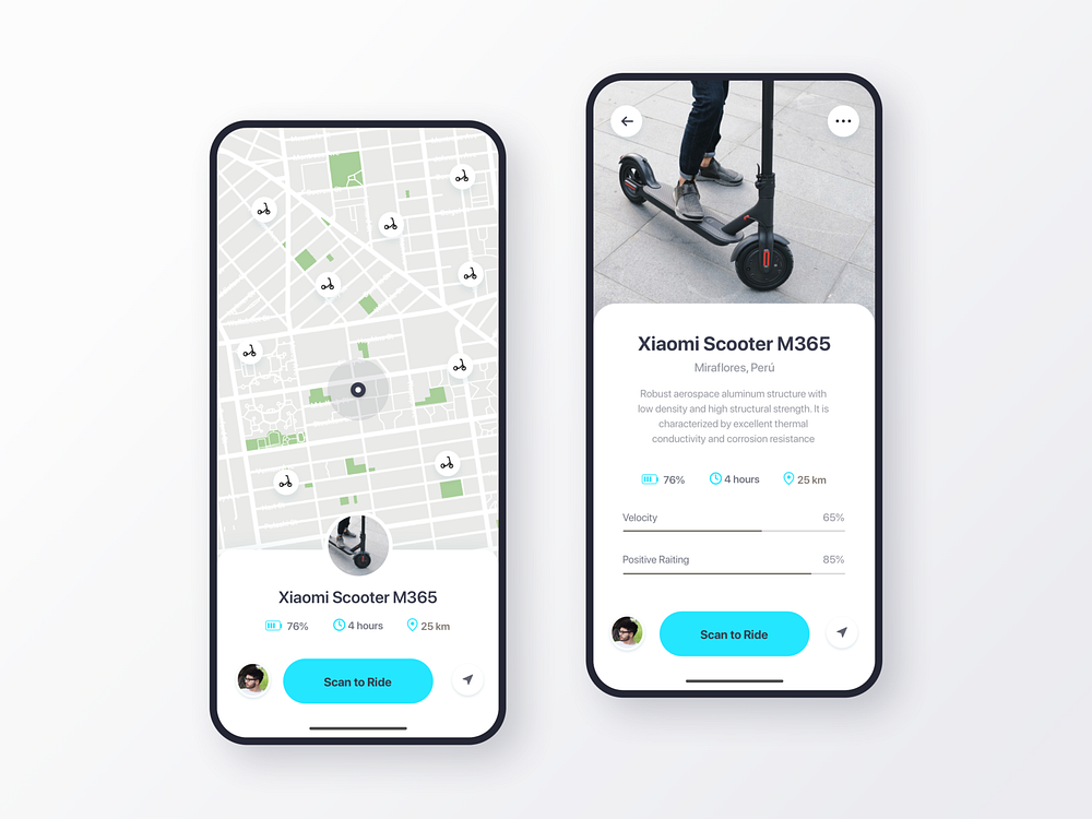 Scooter App Concept by Christian Vizcarra for Unrise on Dribbble