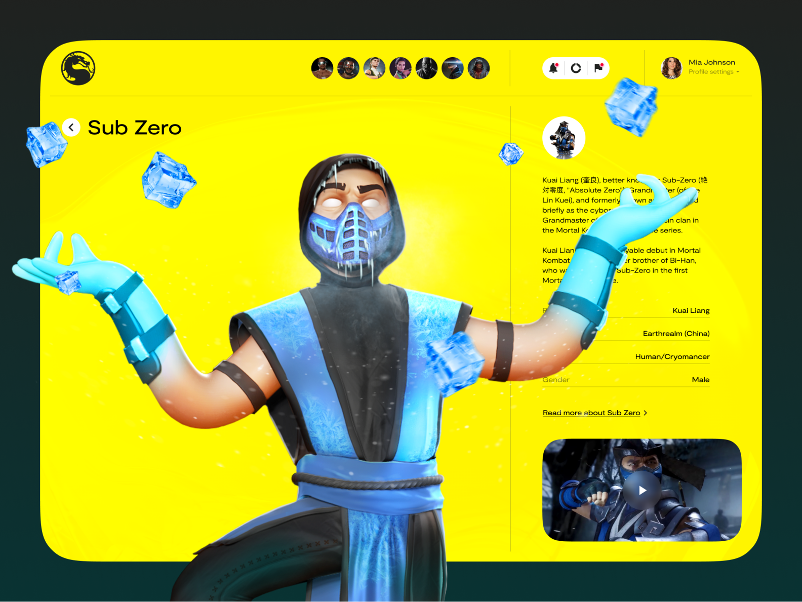 Sub Zero — Character Page by Clickable Design for Clickable Agency on ...