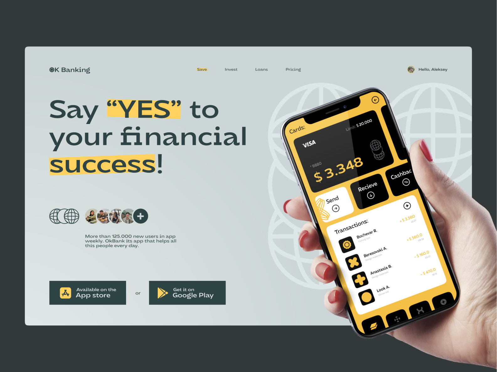 Ok Banking — Hero Section by Clickable Design for Clickable Agency on ...