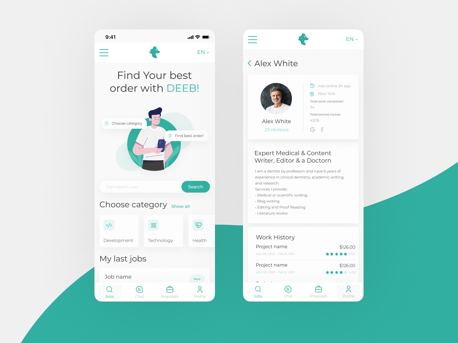 Freelance app by Rami Salo on Dribbble