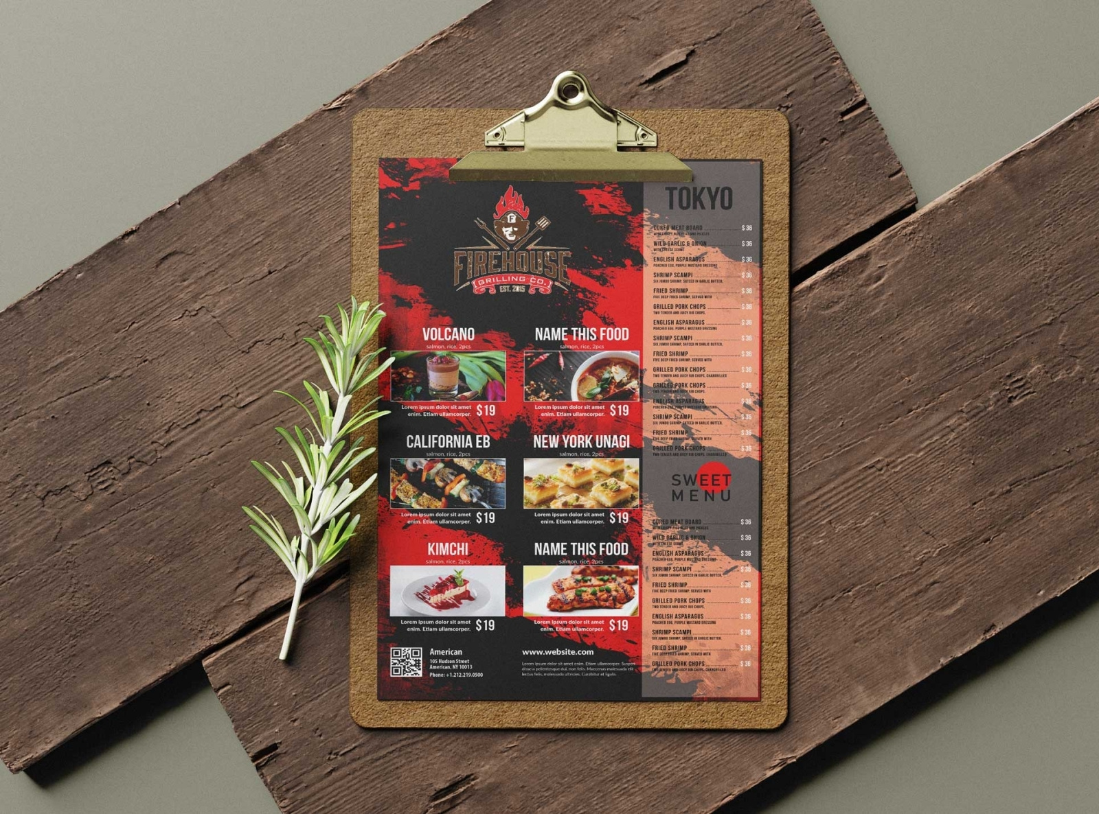 Fire House Grill Poster Tabloid Menu Design by Muskan on Dribbble