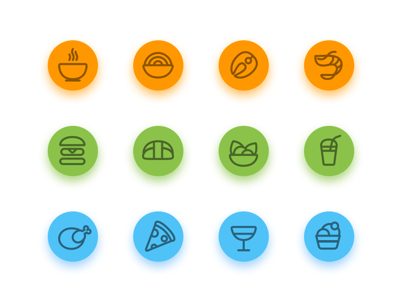 Meal icons by Elena Dzhuga on Dribbble