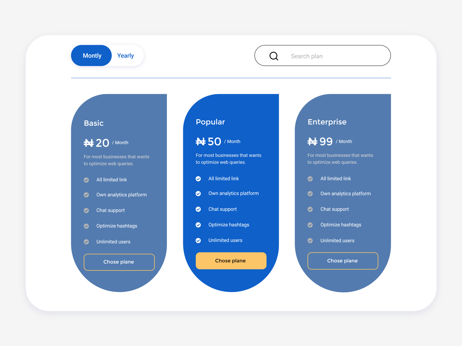 Plan widget design. by KALU BONIFACE NWANKWO on Dribbble
