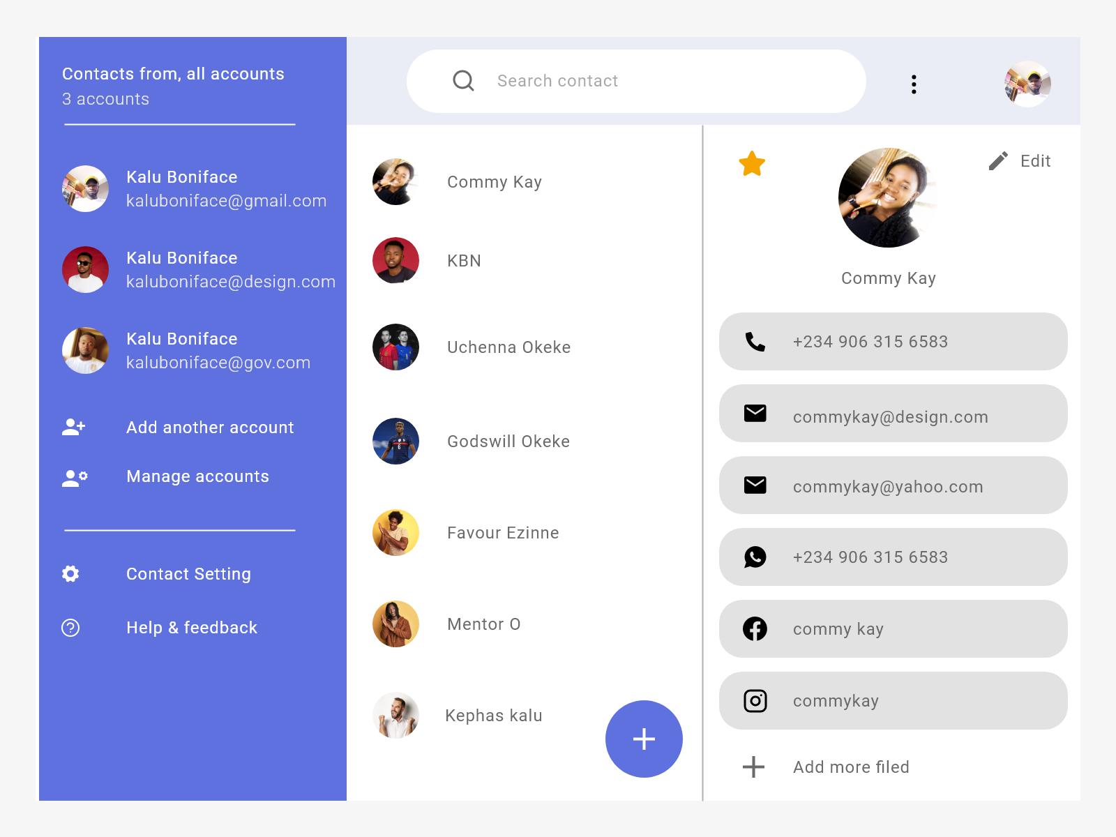 Contact management Design by KALU BONIFACE NWANKWO on Dribbble