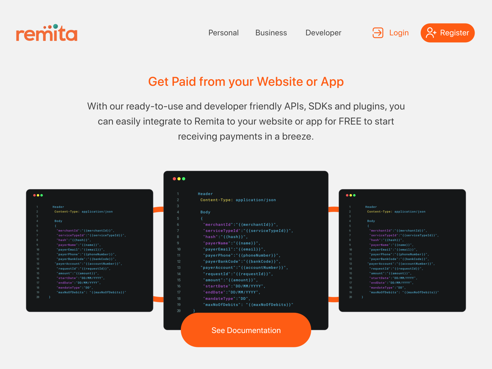 Remita API integration Landon Page by KALU BONIFACE NWANKWO on Dribbble
