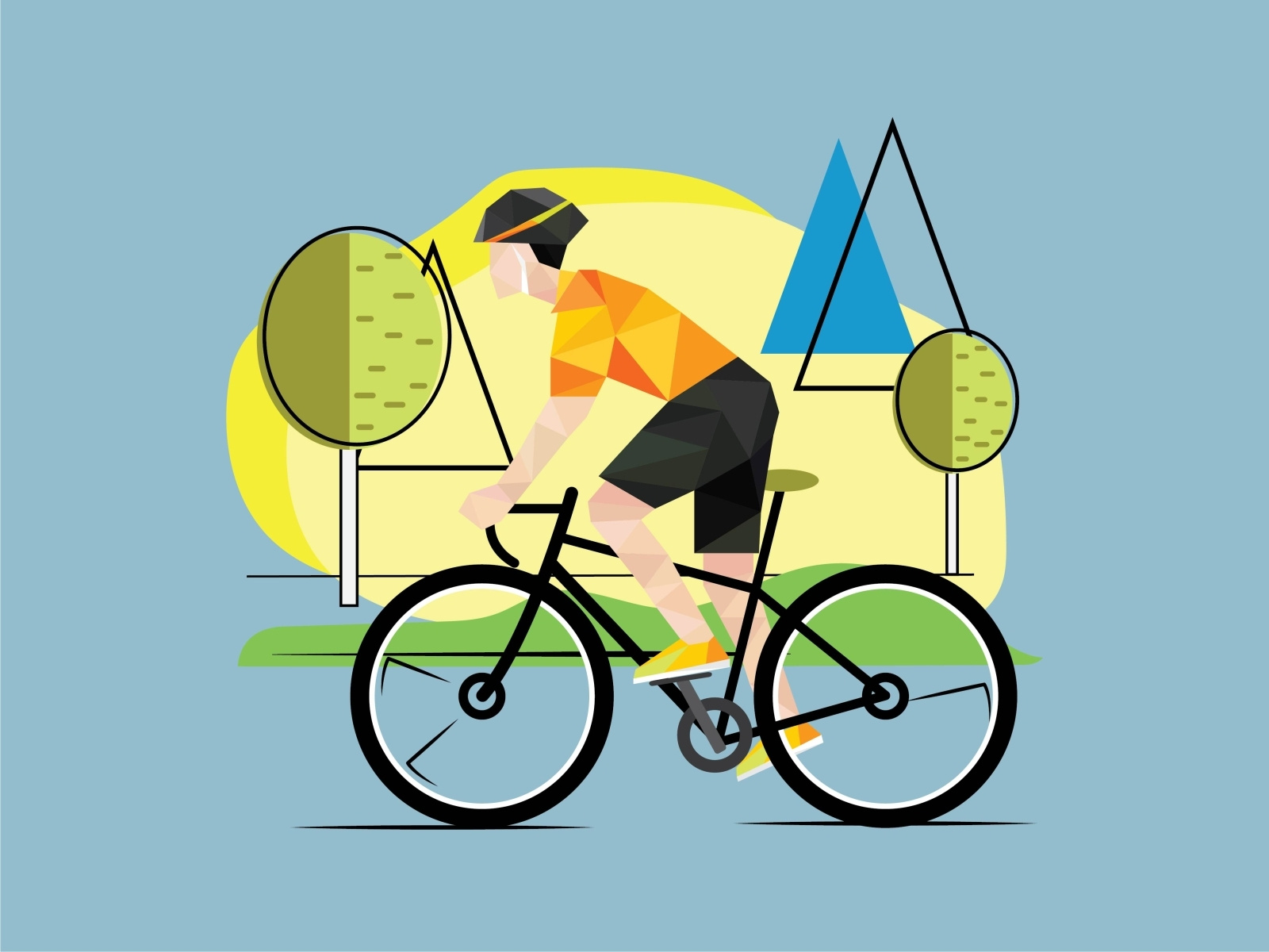 Cyclist flat geometric illutration by Katerina on Dribbble