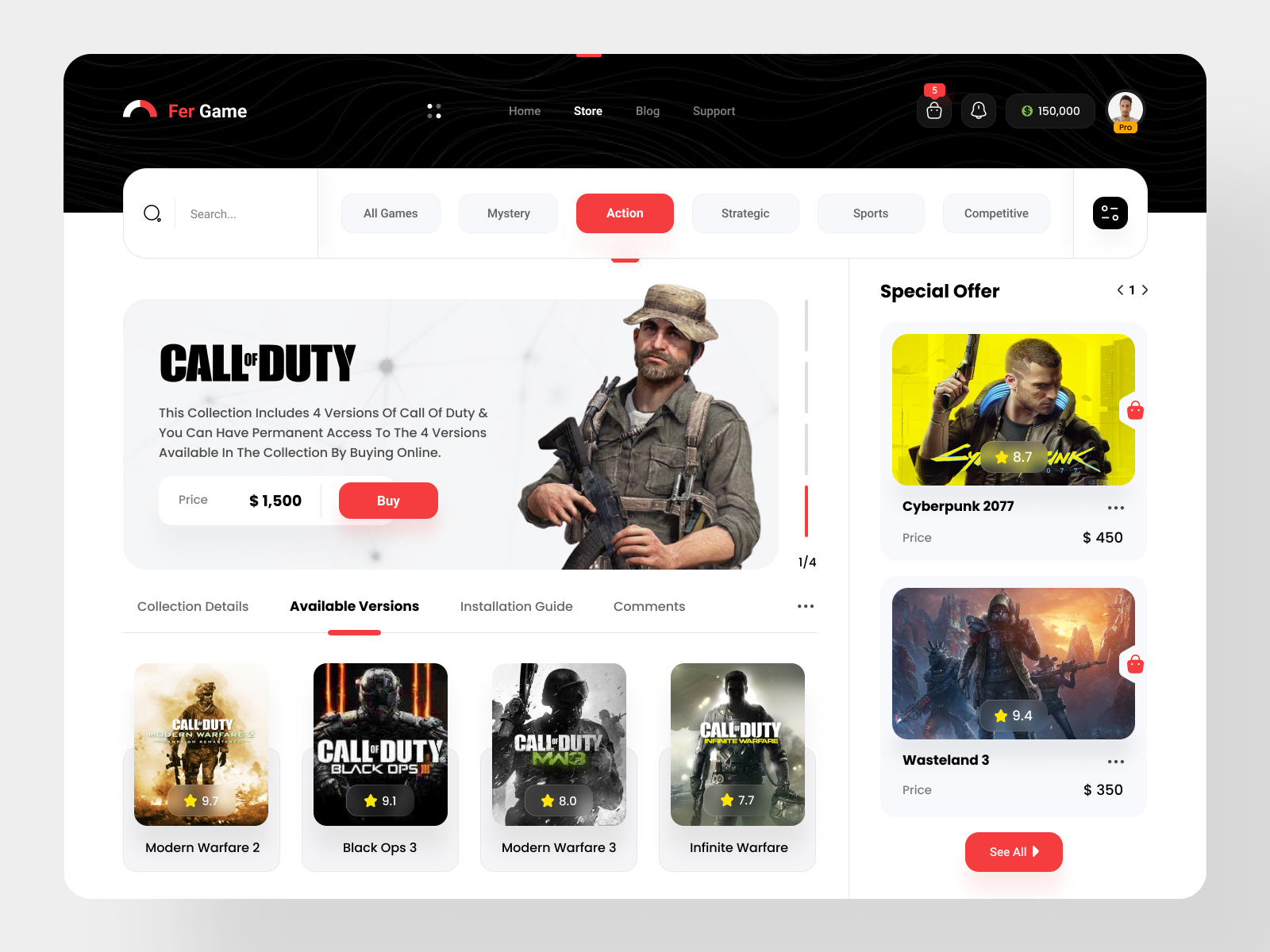 Desktop game store by Mostafa_taghipour.uix on Dribbble