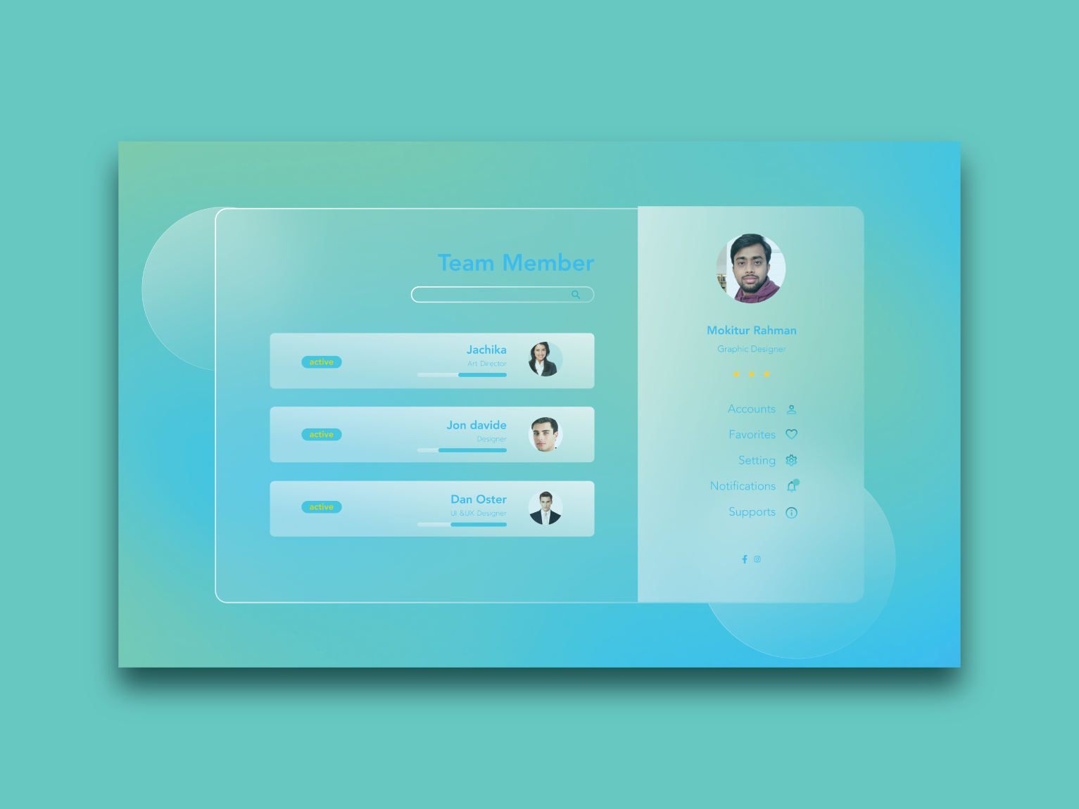 Team Member UI by Ripon on Dribbble