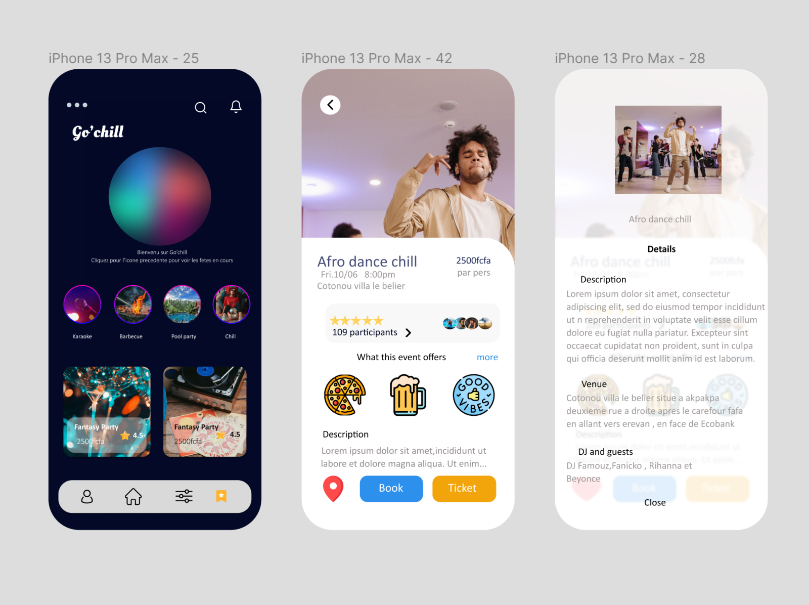 Party app by Fafa Amegbedji on Dribbble