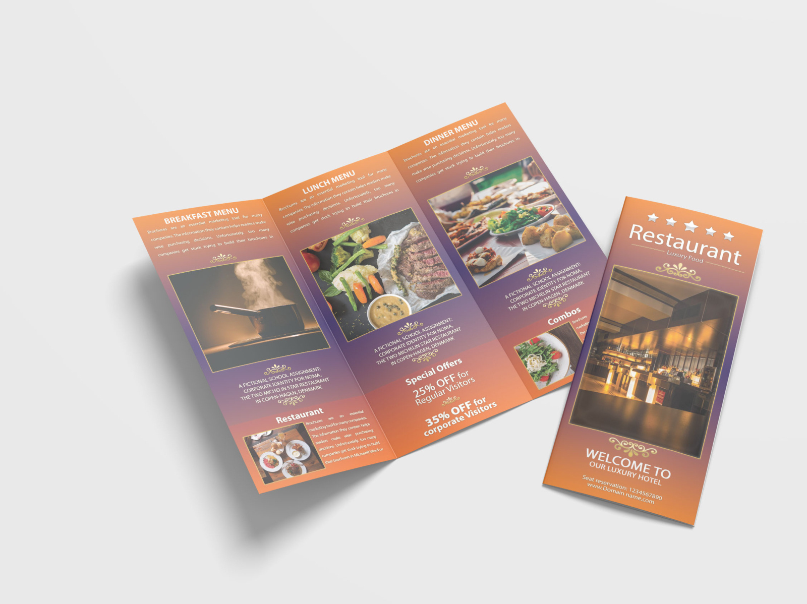 Traditional Restaurant Tri Fold Brochure Design Template by Akshara ...