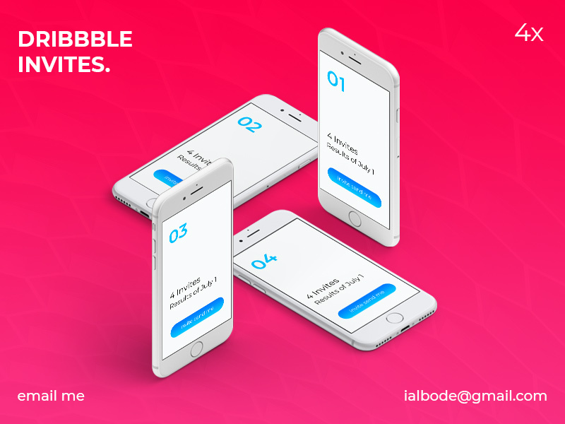 4x Dribbble invitations by Oleksii Bocharov on Dribbble
