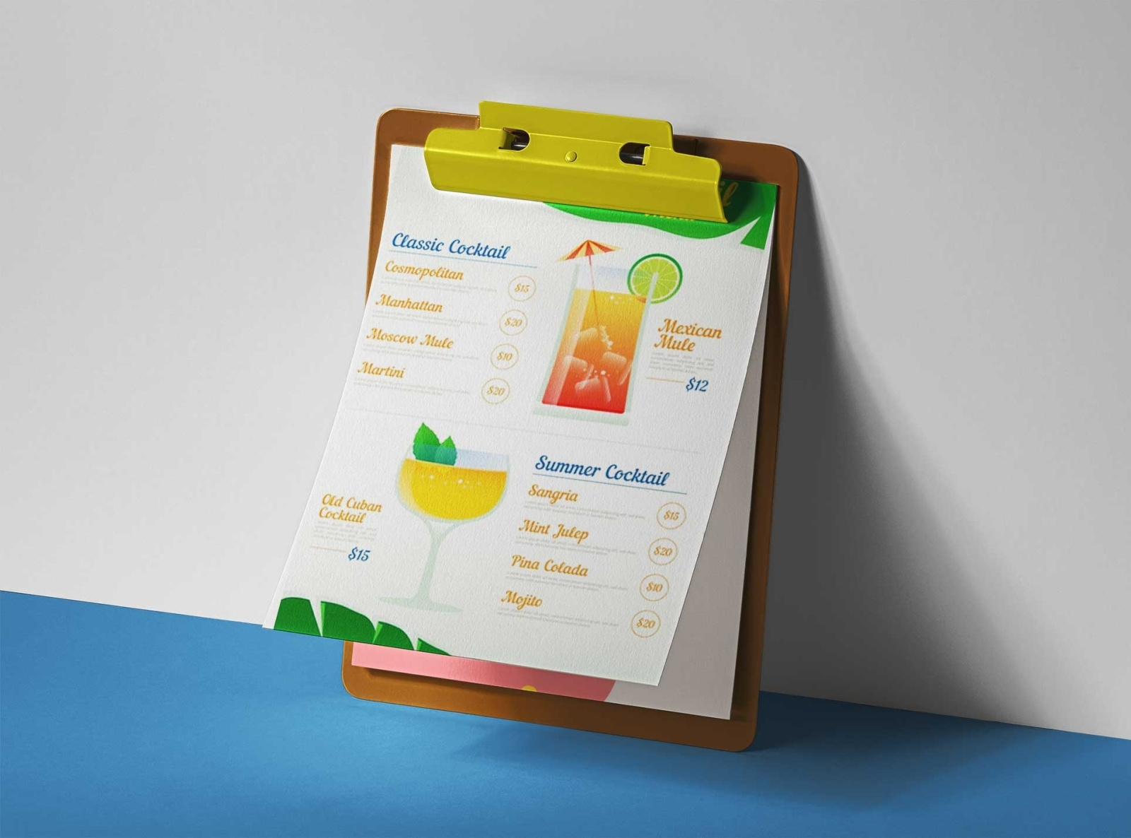 Menu Clipboard Mockup by Sakshi Mane on Dribbble