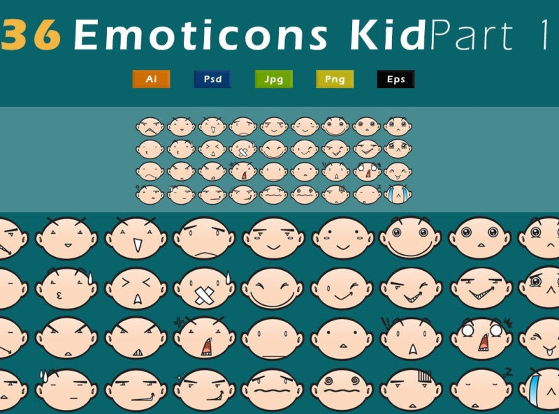 36 Emoticons Kid - Pack 1 by gienlee on Dribbble