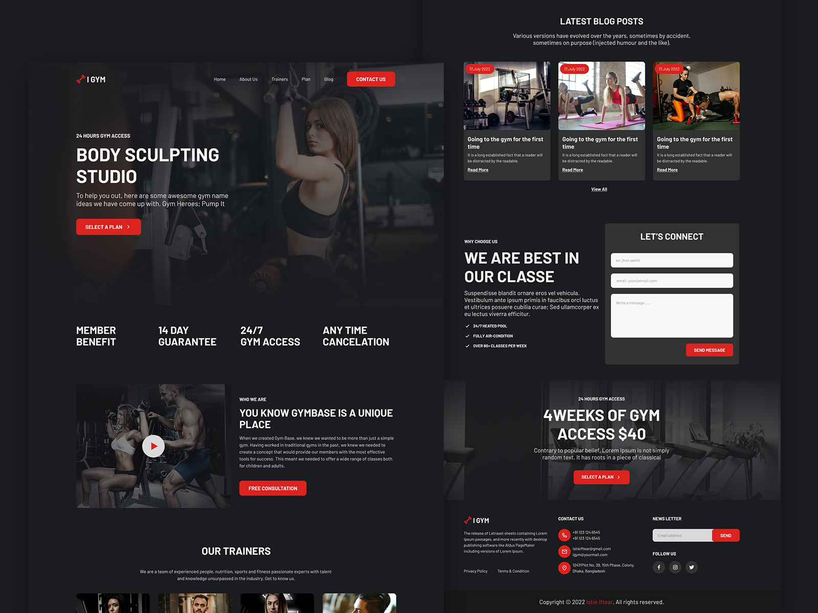 GYM/Fitness One page website UI UX Design by Istie Iftear on Dribbble