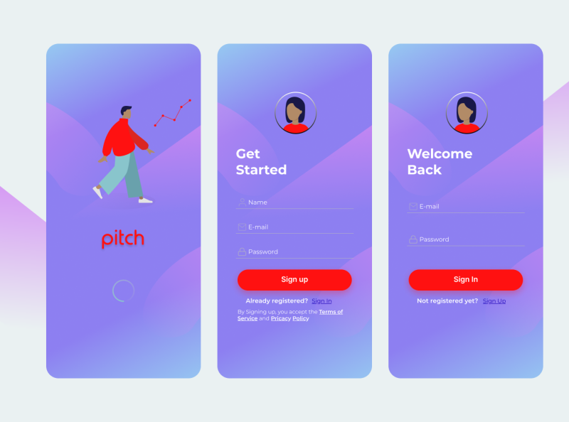 Sign up and sign in pages by Olumide Olaiya on Dribbble