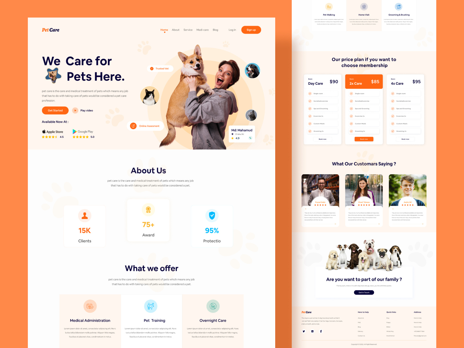 Pet Care Website by Jahid Hasan on Dribbble