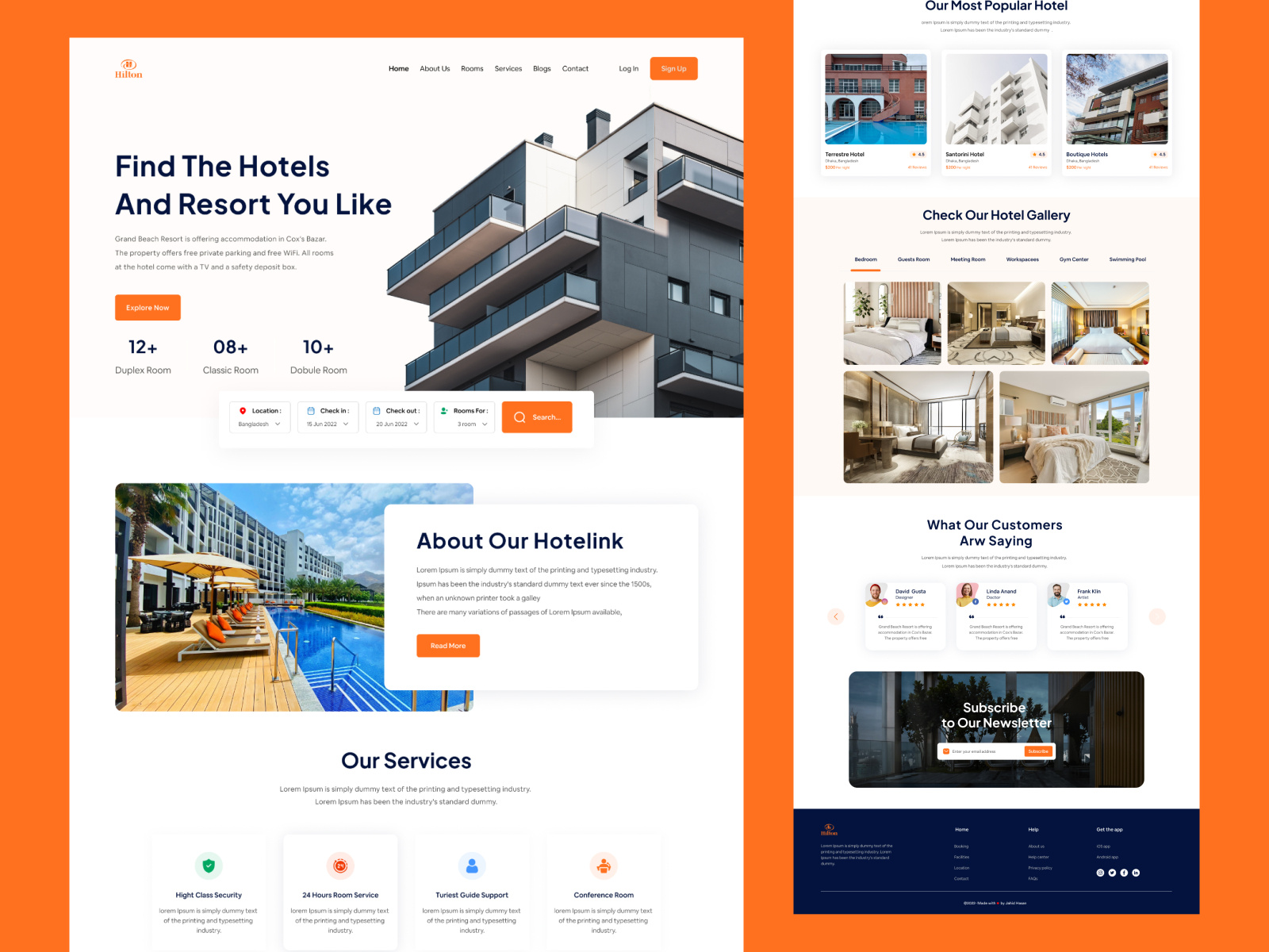 Hotel & Resort Landing Page Design by Jahid Hasan on Dribbble
