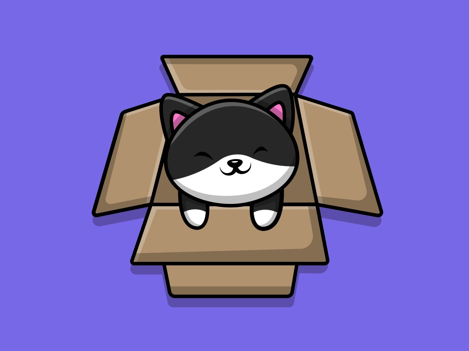 Cute Cat Play In Box by Moksha Design Labs on Dribbble