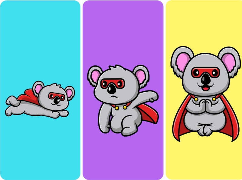Cute Koala Super Hero by Moksha Labs on Dribbble