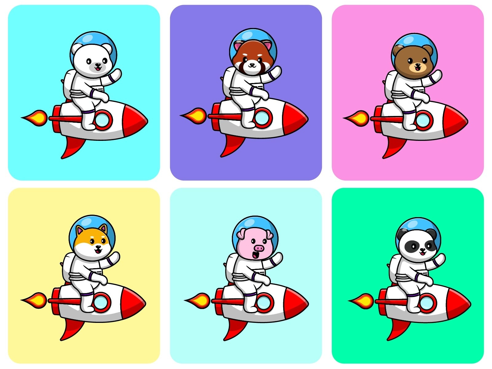 Animal Astronaut Riding Rocket by Moksha Design Labs on Dribbble