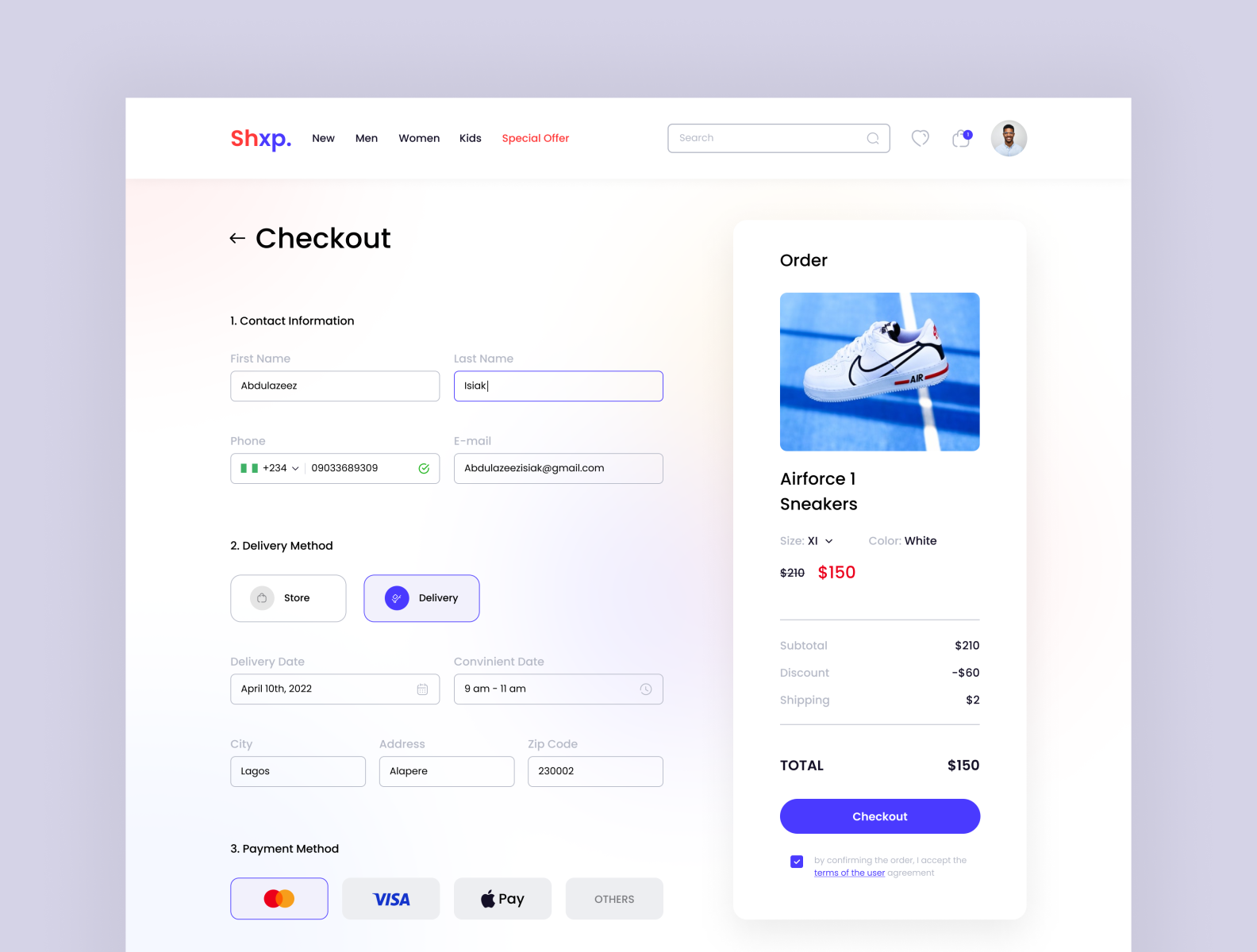 E commerce checkout page by Abdulazeez Ishaq on Dribbble