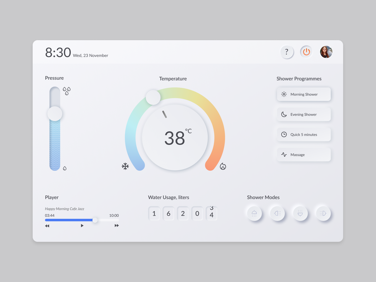 Smart Shower Interface by Maria on Dribbble