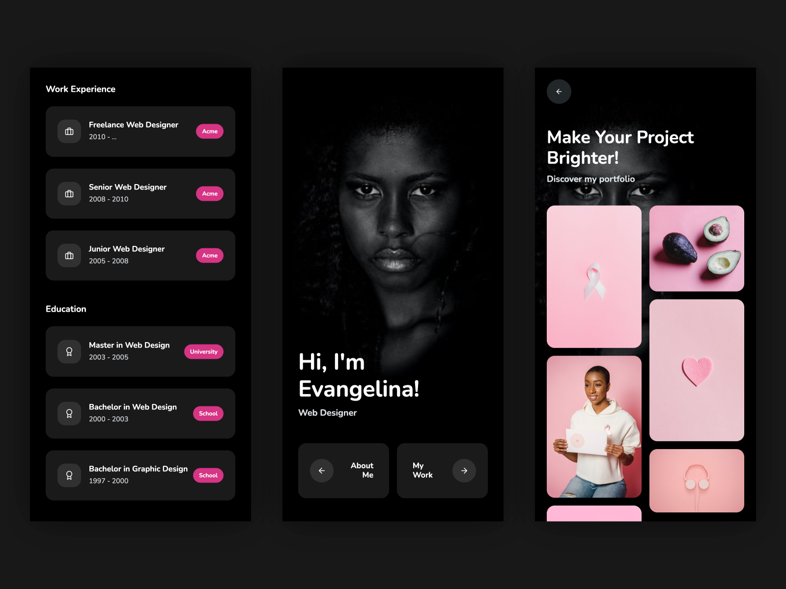 Personal Portfolio / Resume / CV Mobile Shots by Venge on Dribbble