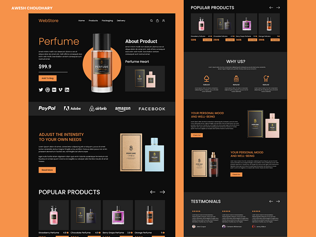 Perfume Landing Page Design Designs Themes Templates And Downloadable Graphic Elements On Dribbble