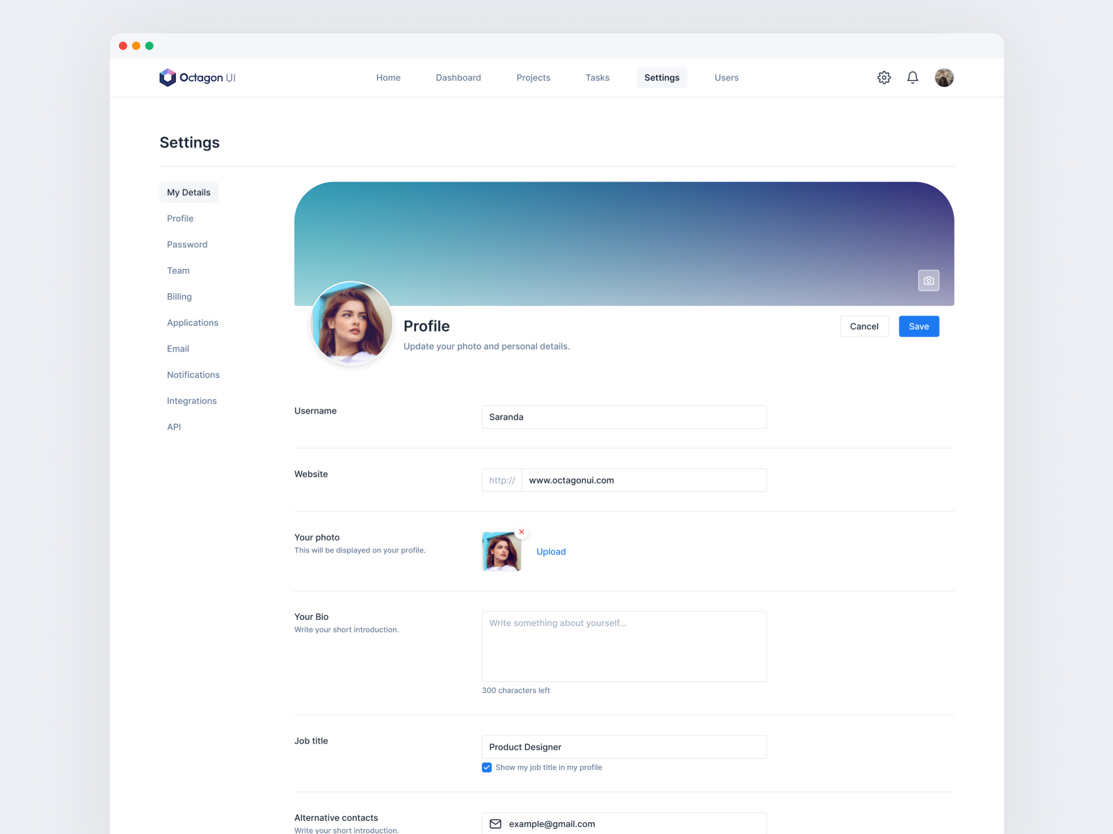 Profile Settings - Octagon UI by Bleonard Osmani on Dribbble
