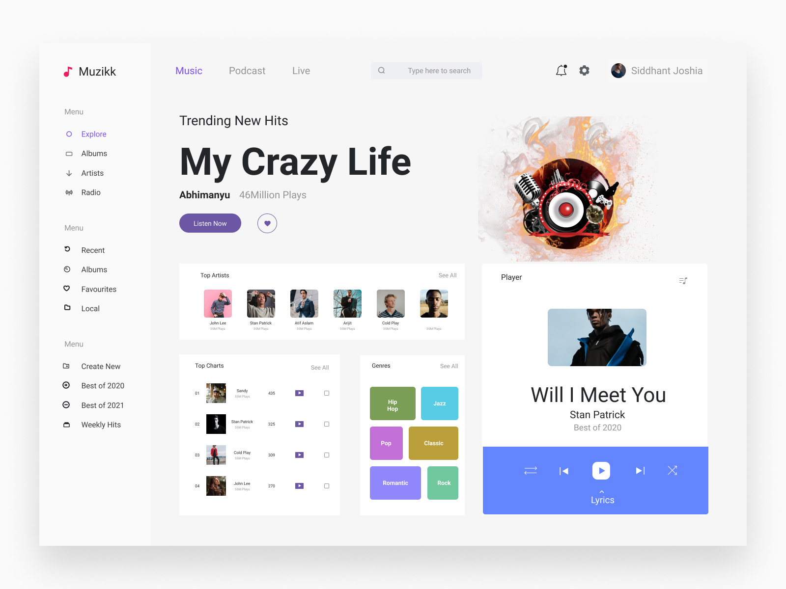 Music Streaming Website (Light Mode) by Sandeep kumar on Dribbble