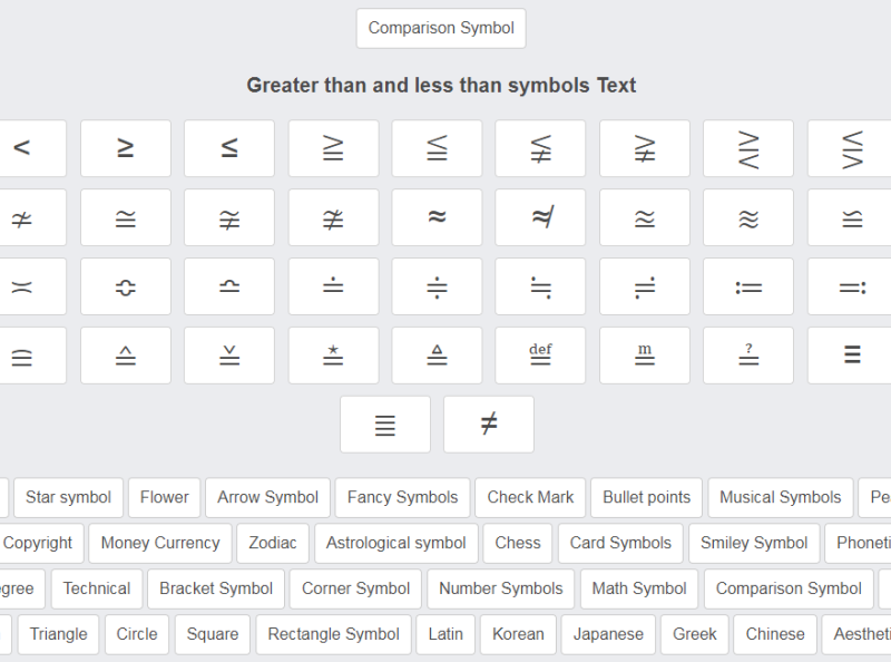 Comparison symbols by Copy and paste symbols on Dribbble