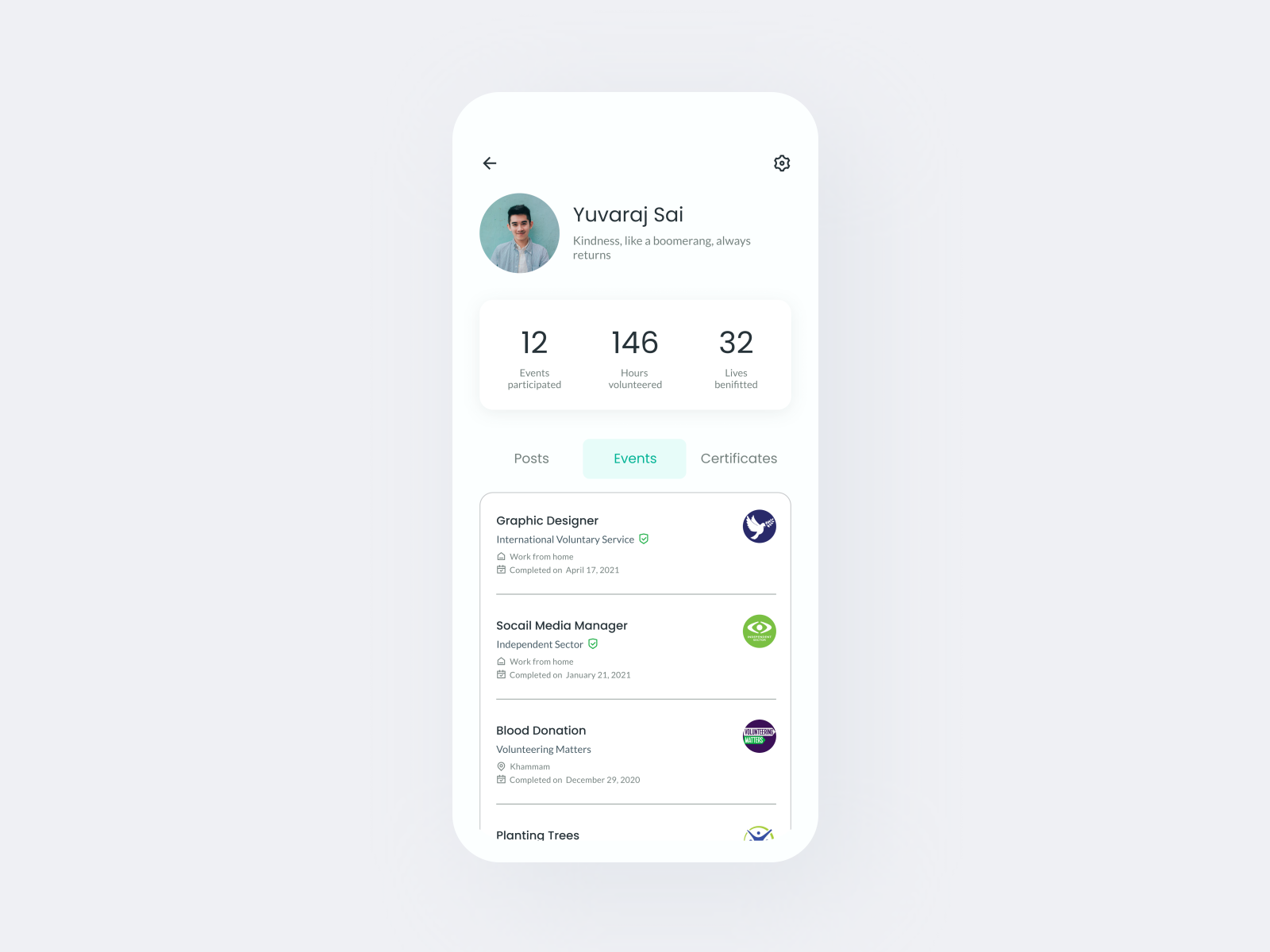 Daily UI - User Profile by Yuvaraj Sai on Dribbble