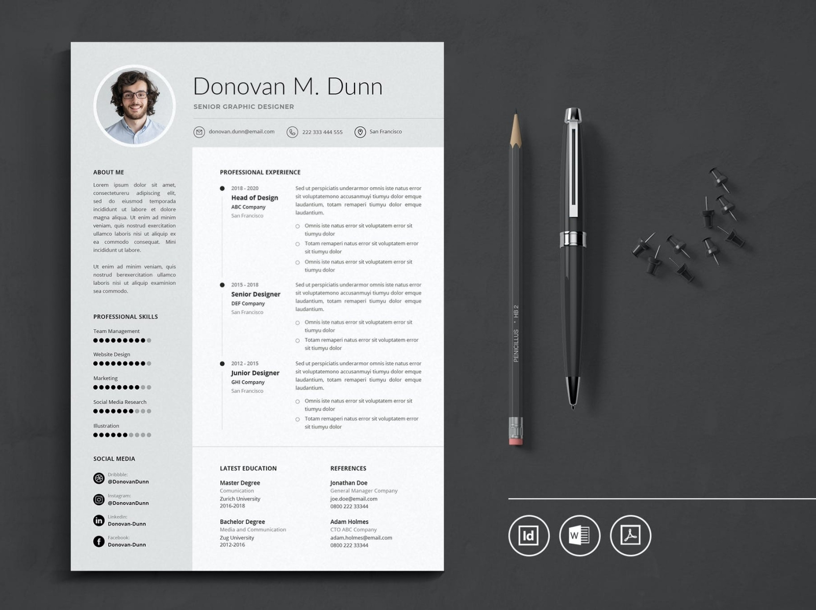 Professional CV Resume Indesign Template Vol.37 by Design My CV on Dribbble