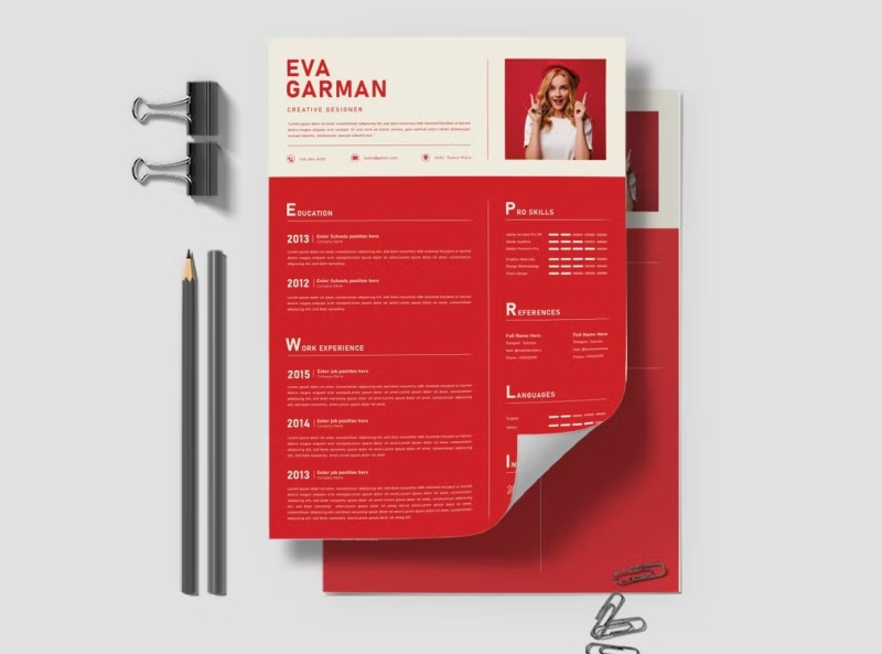 Free Red CV Resume & Letter cover Template by Resume CV on Dribbble