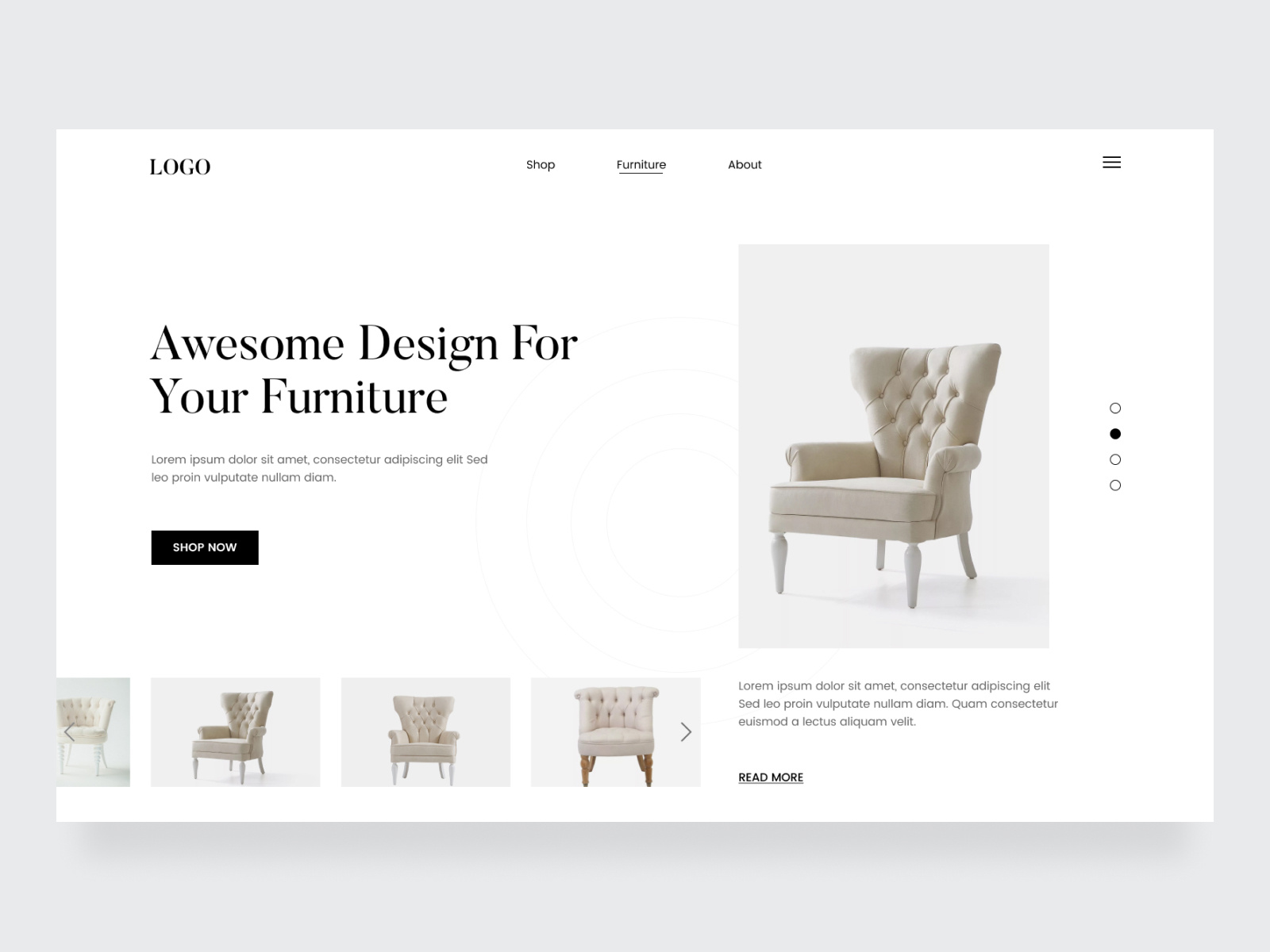 Furniture Shop Website Header by webflix on Dribbble