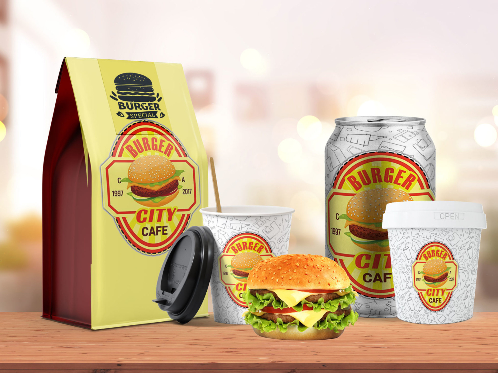 Burger Combo Packaging Scene Mockup by Suhani Patra on Dribbble